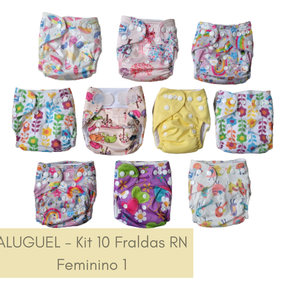 Kit 10 Fraldas de Pano USADAS - Tamanho RN com 12 absorventes Feminino 1